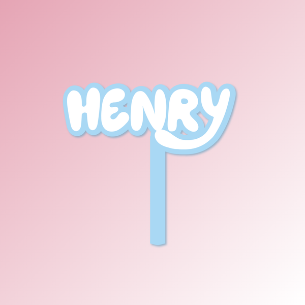 Bluey Theme – Name Acrylic Cake Topper/Plaque – Toppz Studio