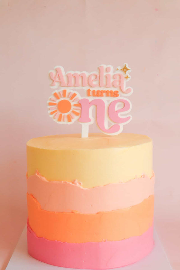 Name Turns One Sun Theme Cake Topper / Plaque – Toppz Studio